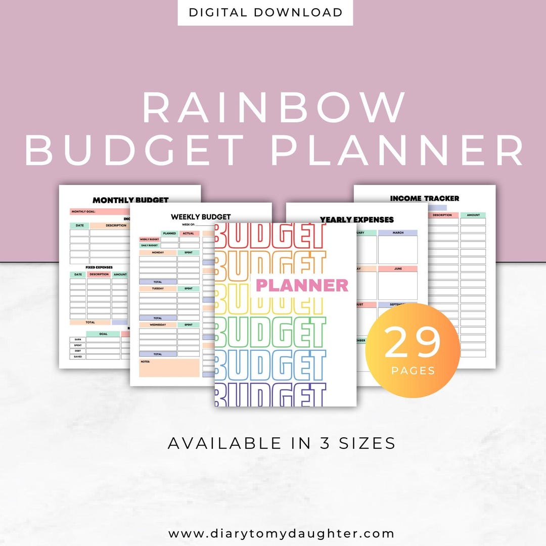 Rainbow Budget Planner | Colorful Budgeting and Savings Organizer | Fun ...