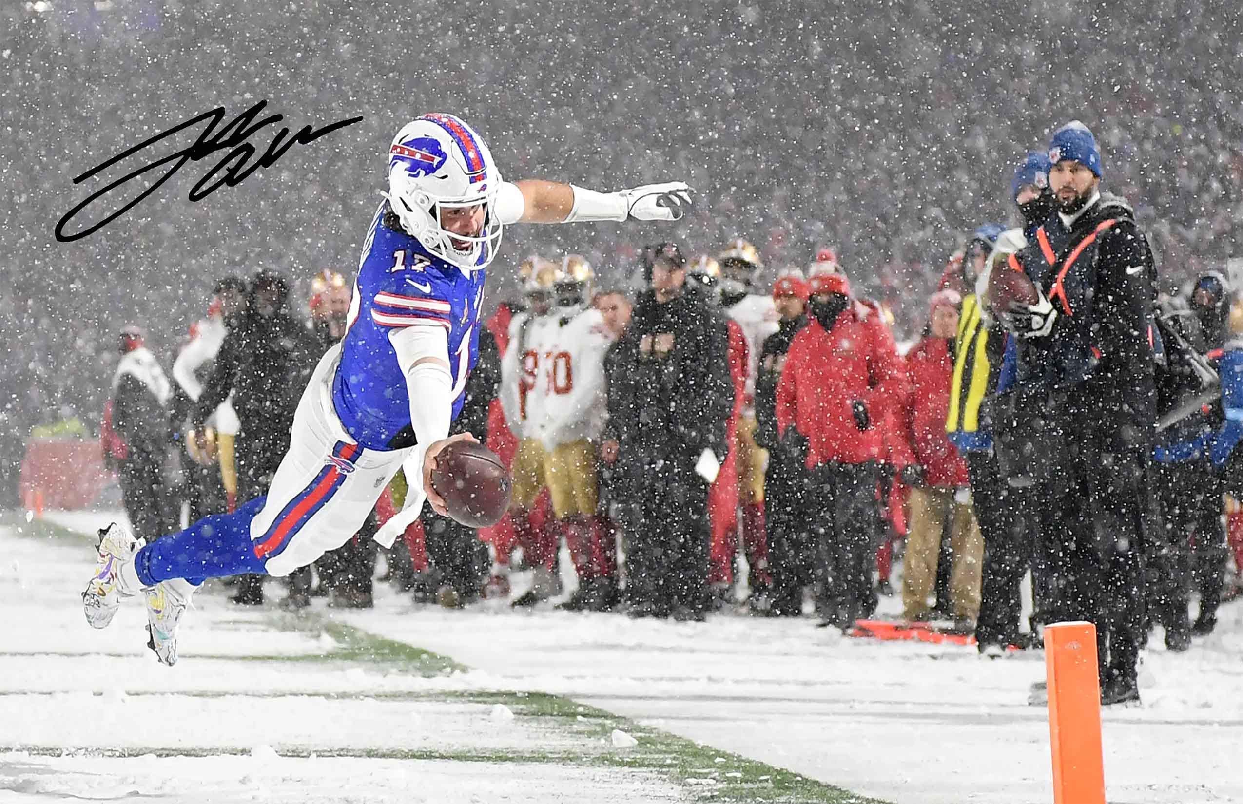 Josh Allen Snow Dive Pylon Glossy Signed Reprint 11x17 18x24 Poster ...