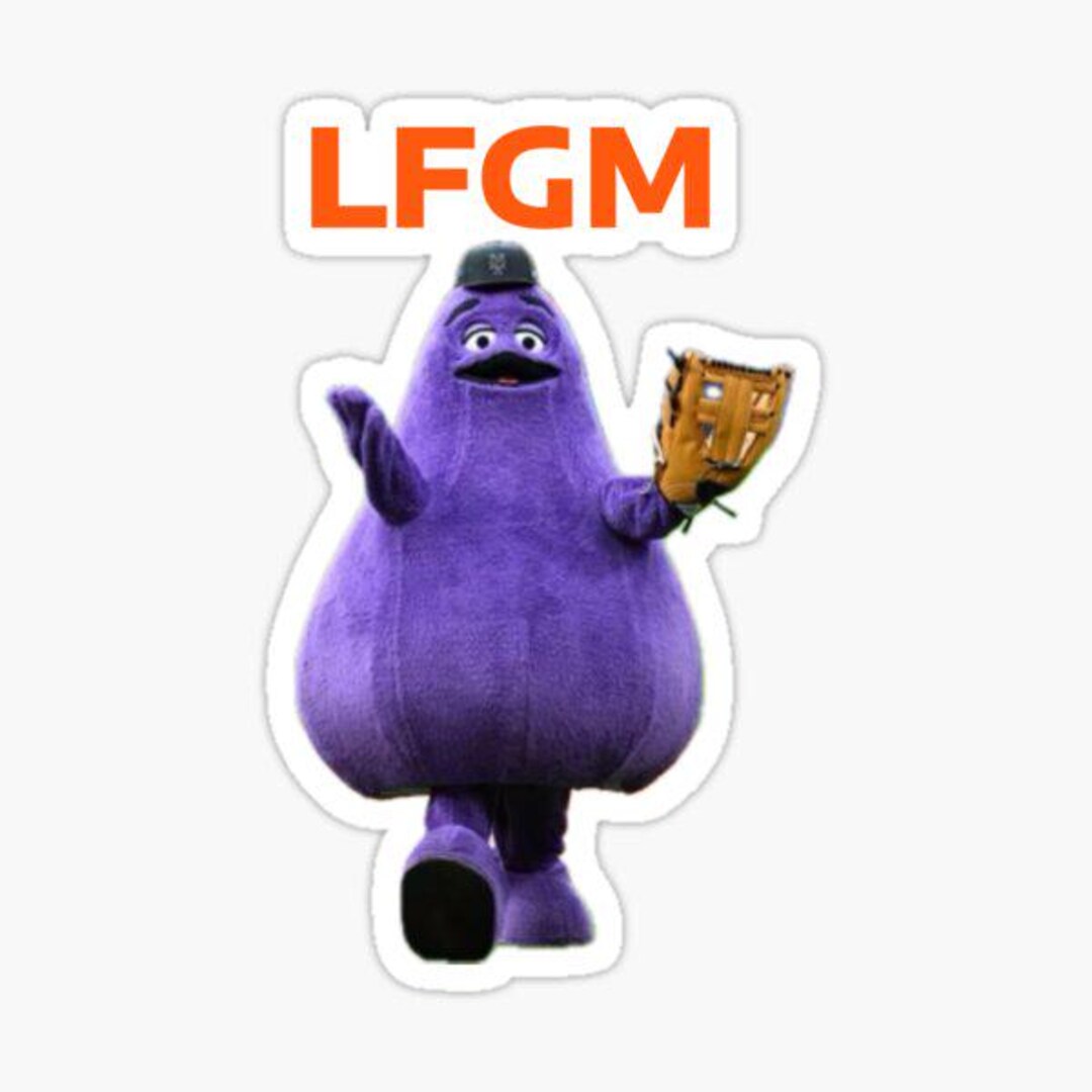 LFGM Grimace Mets Funny Sticker Decal 4" Glossy Purple 2024 Season Team ...