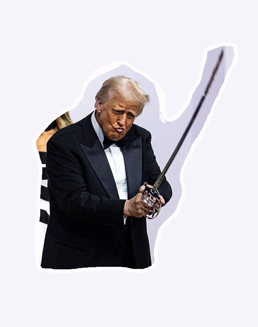Trump Sword Inauguration Dance Funny Sticker Decal 4" Glossy Donald ...