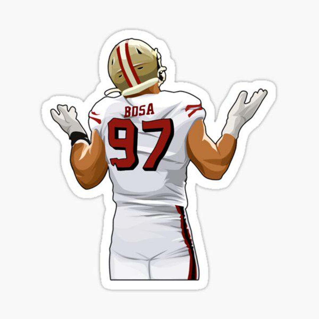 Nick Bosa Shrug Style Funny Sticker Decal Niners San Fran 4" Glossy ...