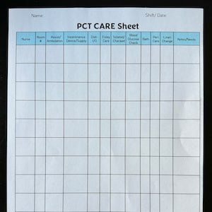 Simple & Efficient PCT Care Sheet | All-inclusive Shift Organization ...