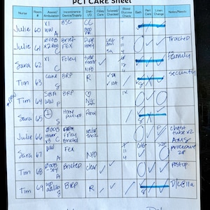 Simple & Efficient PCT Care Sheet | All-inclusive Shift Organization ...