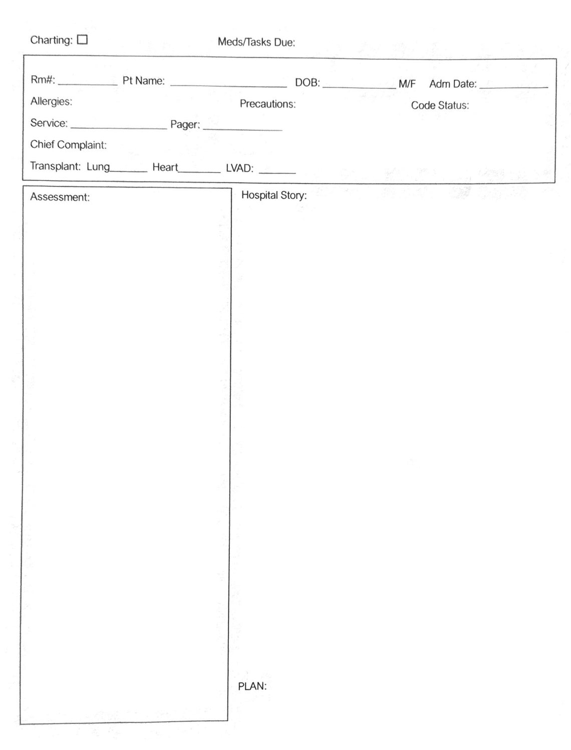Printable Nurse Handoff Report Sheet | Patient Care Organizer for Shift ...