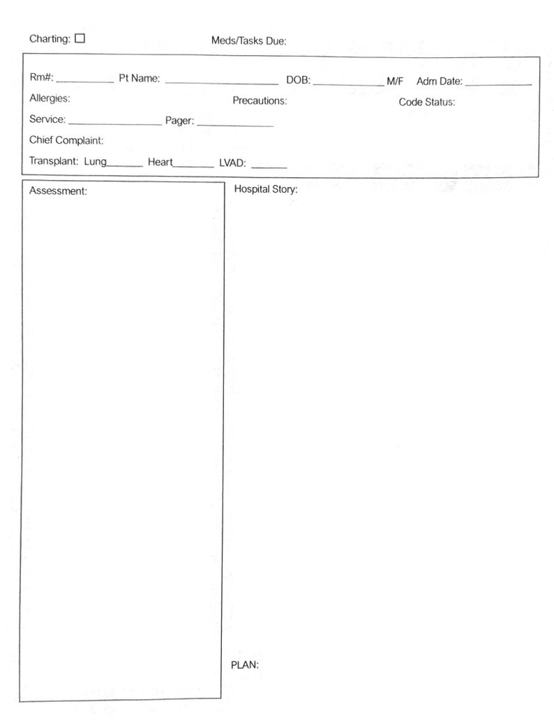 Printable Nurse Handoff Report Sheet | Patient Care Organizer for Shift ...