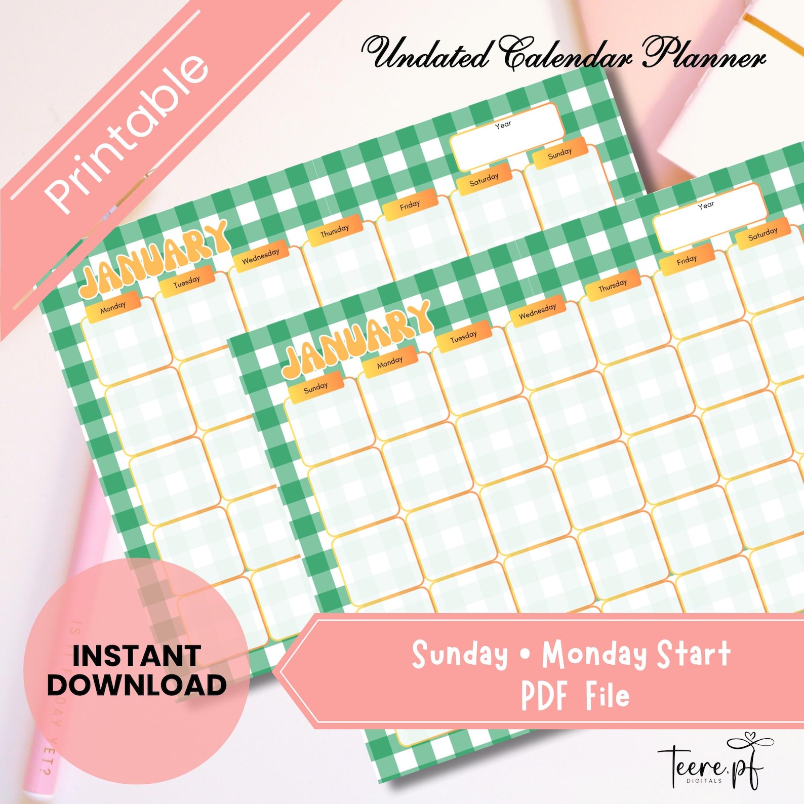 Printable Monthly Planner, Weekly Planner, Daily Planner, Digital ...