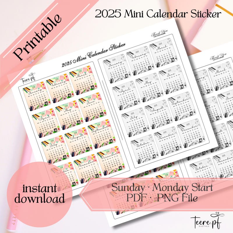 2025 Mini Calendars - Etsy