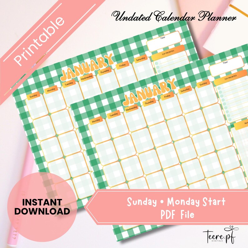 Printable Monthly Planner, Weekly Planner, Daily Planner, Digital ...