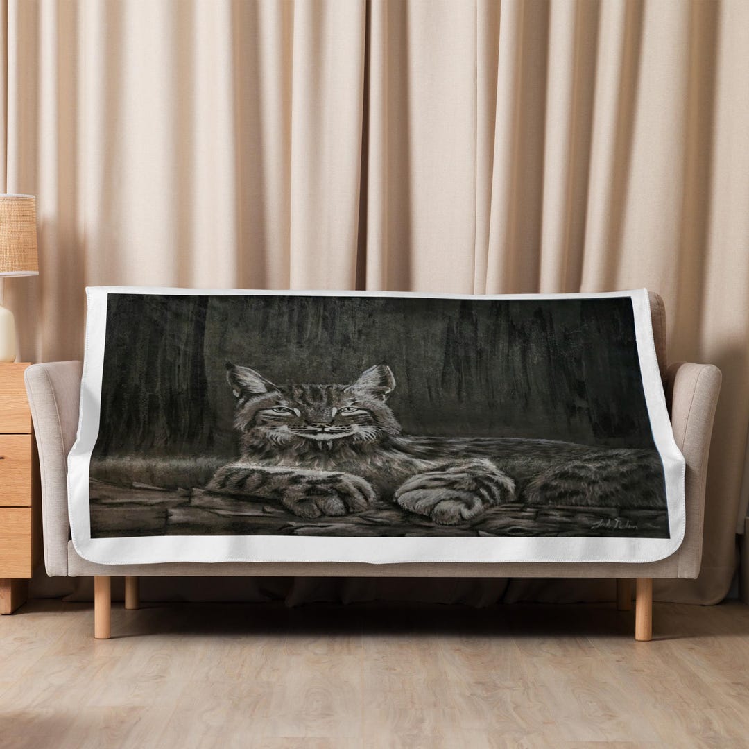Sherpa Blanket With Bobcat, Bobcat Blanket, Bobcat Print Throw Blanket ...