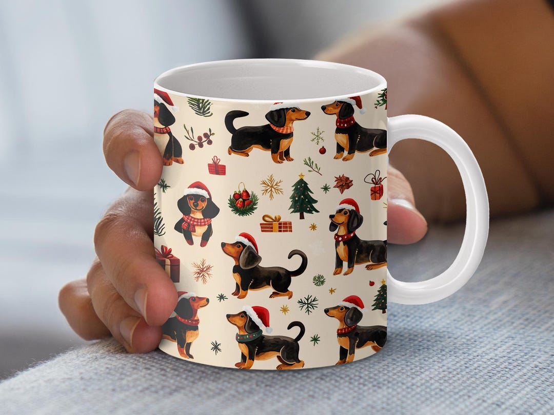 Christmas Dog Mug Wrap, Mug Sublimation Design, 11oz and 15oz Mug Wrap ...
