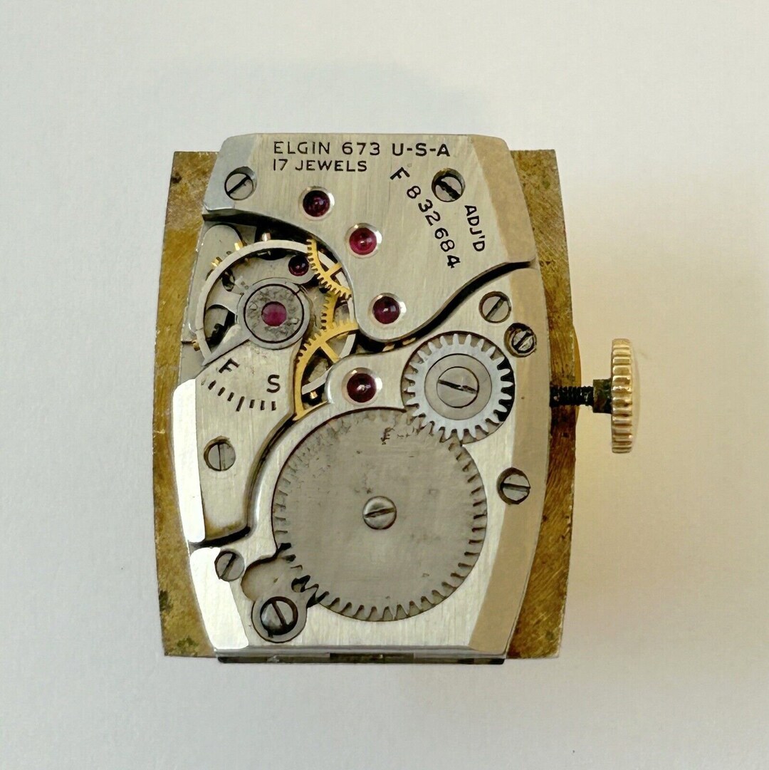 Elgin Cal 673 Watch Parts Movement Balance Fork Wheels Spring Bridge - Etsy