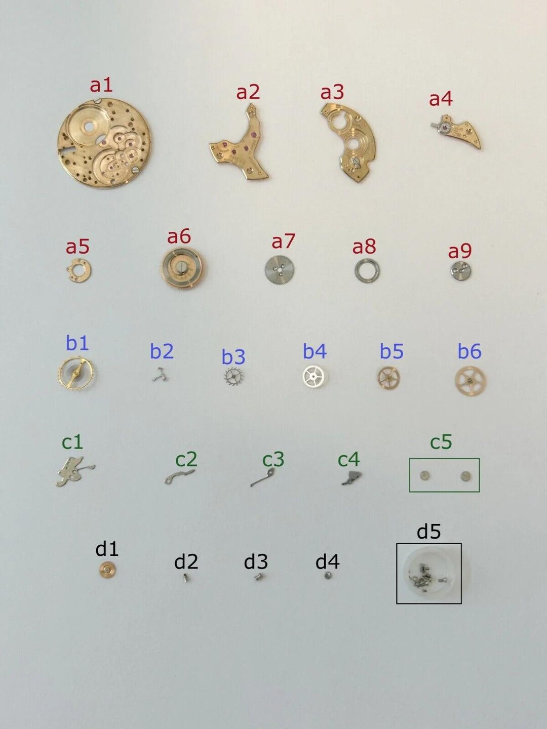 Omega Cal 700 Watch Movement Parts Wheel Spring Bridge Fork Lever ...