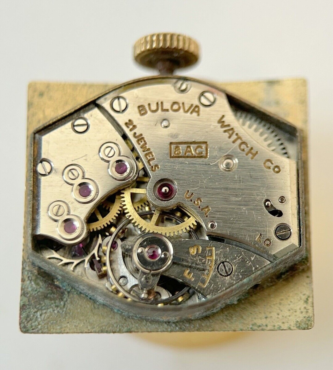 Bulova Cal 8AC Watch Parts Movement Balance Fork Wheels Spring Bridge ...