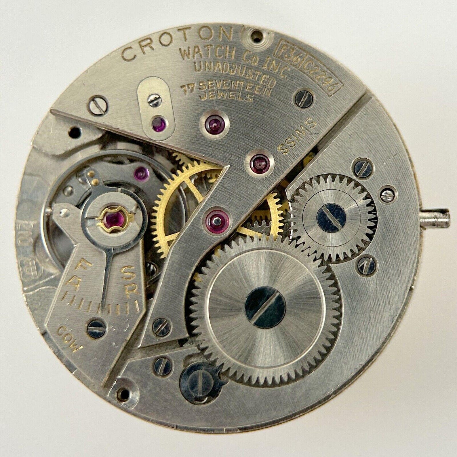 Croton Cal F.36 C2296 FEF 210 Watch Parts Movement Balance Fork Spring ...