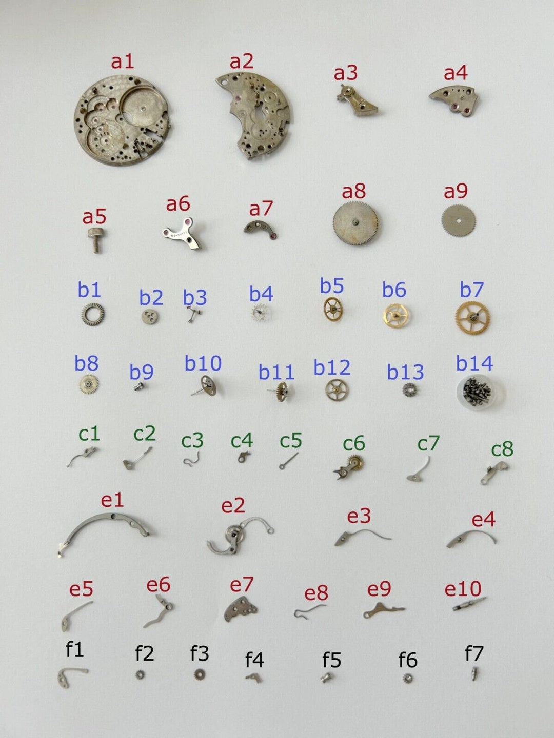 Valjoux Cal 13 (2 Pusher) Movement Parts Balance Wheel Spring Barrel ...