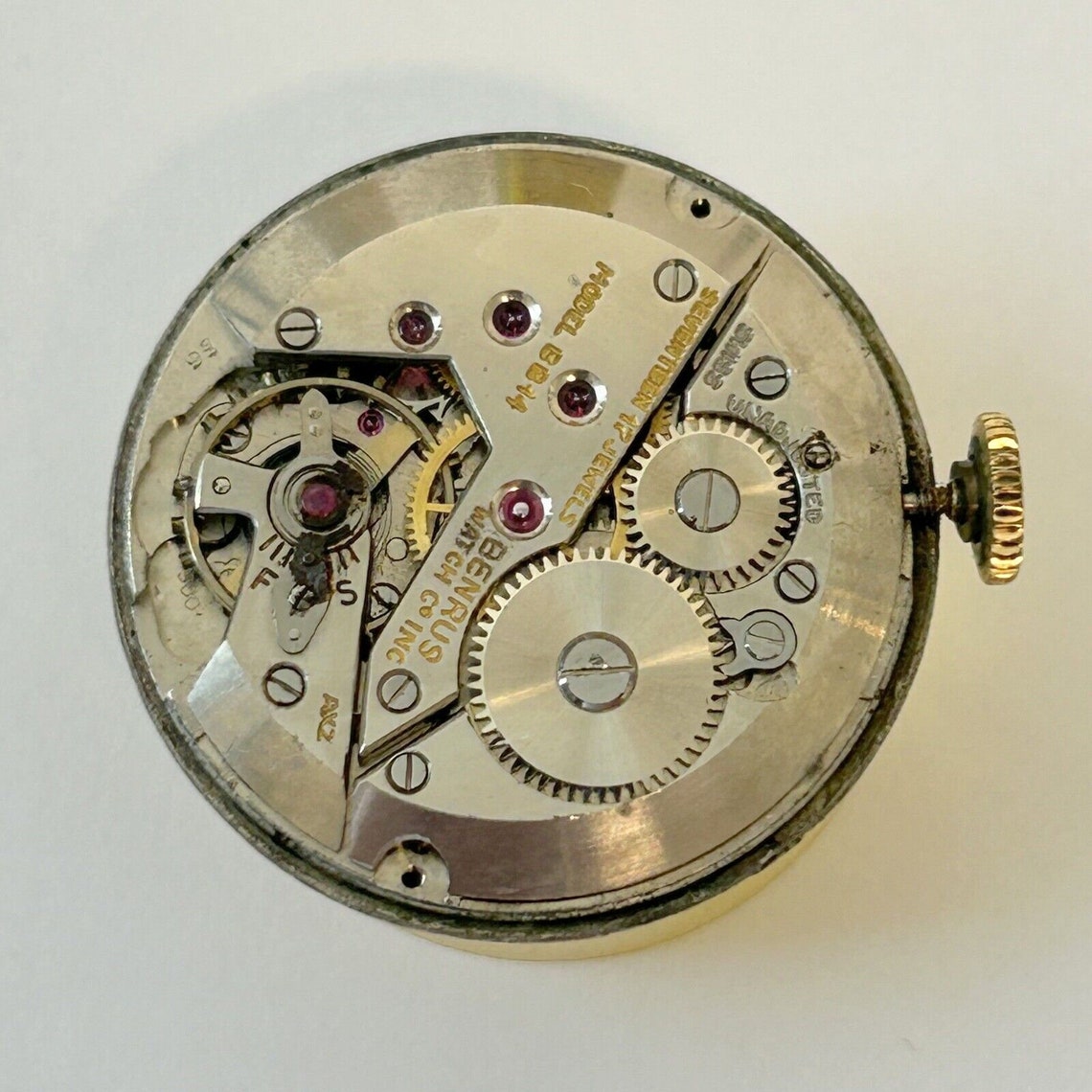 Benrus Cal BB14 Watch Parts Movement Balance Fork Wheels Spring Bridge ...