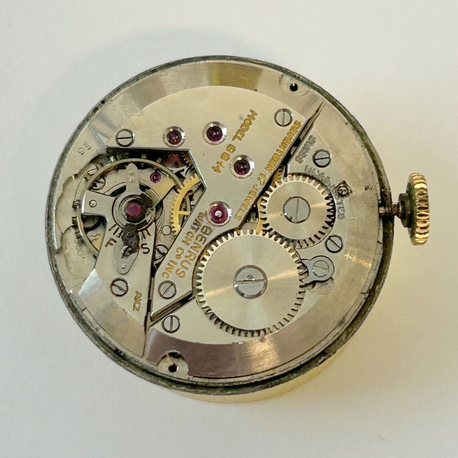 Benrus Cal BB14 Watch Parts Movement Balance Fork Wheels Spring Bridge ...