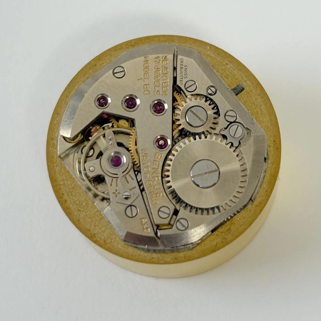 Benrus Cal BO1 Watch Parts Movement Balance Fork Wheels Spring Bridge ...