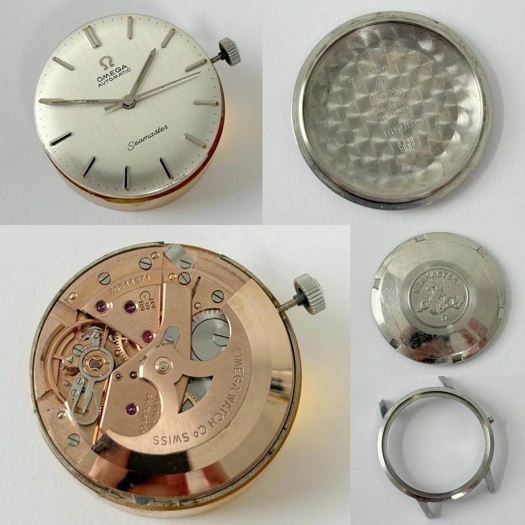 Omega Cal 552 Watch Parts Movement Case 165.001 Dial Fork Wheel Spring ...