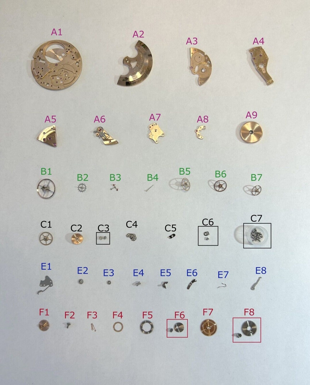Omega Cal 565 Watch Movement Parts Balance Fork Wheel Spring Bridge ...