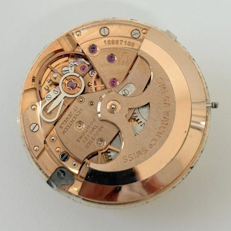 Omega Cal 550 Watch Movement Parts Dial Balance Spring Plate Fork Wheel ...