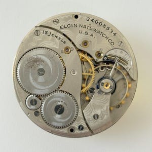 Elgin Grade 315 Pocket Watch Part Movement Balance Fork Spring Bridge ...
