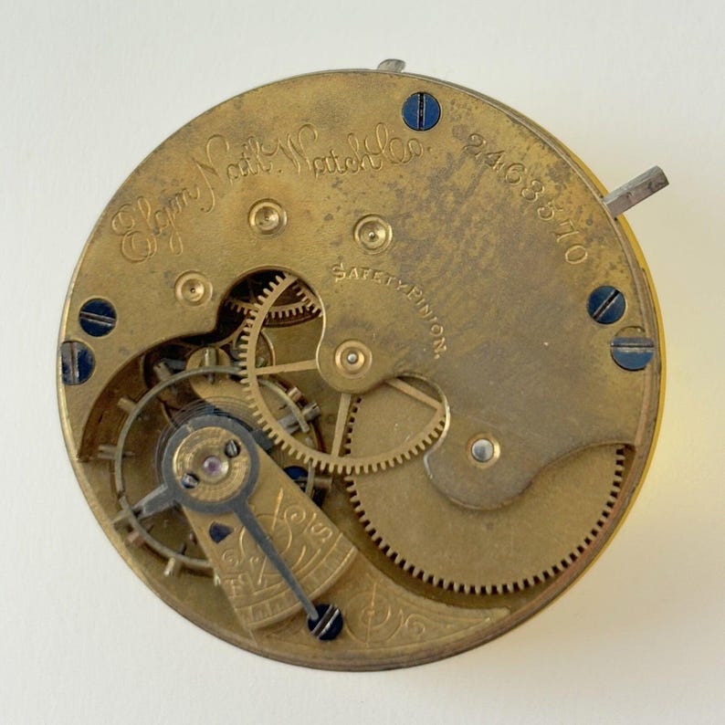 Elgin Grade 95 Pocket Watch Parts Movement Balance Fork Spring Bridge ...