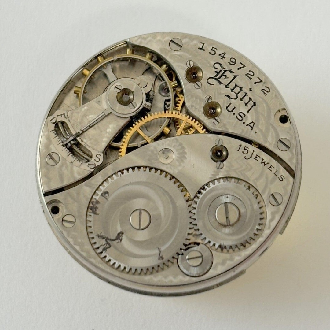 Elgin Grade 354 Pocket Watch Part Movement Balance Fork Spring Bridge ...