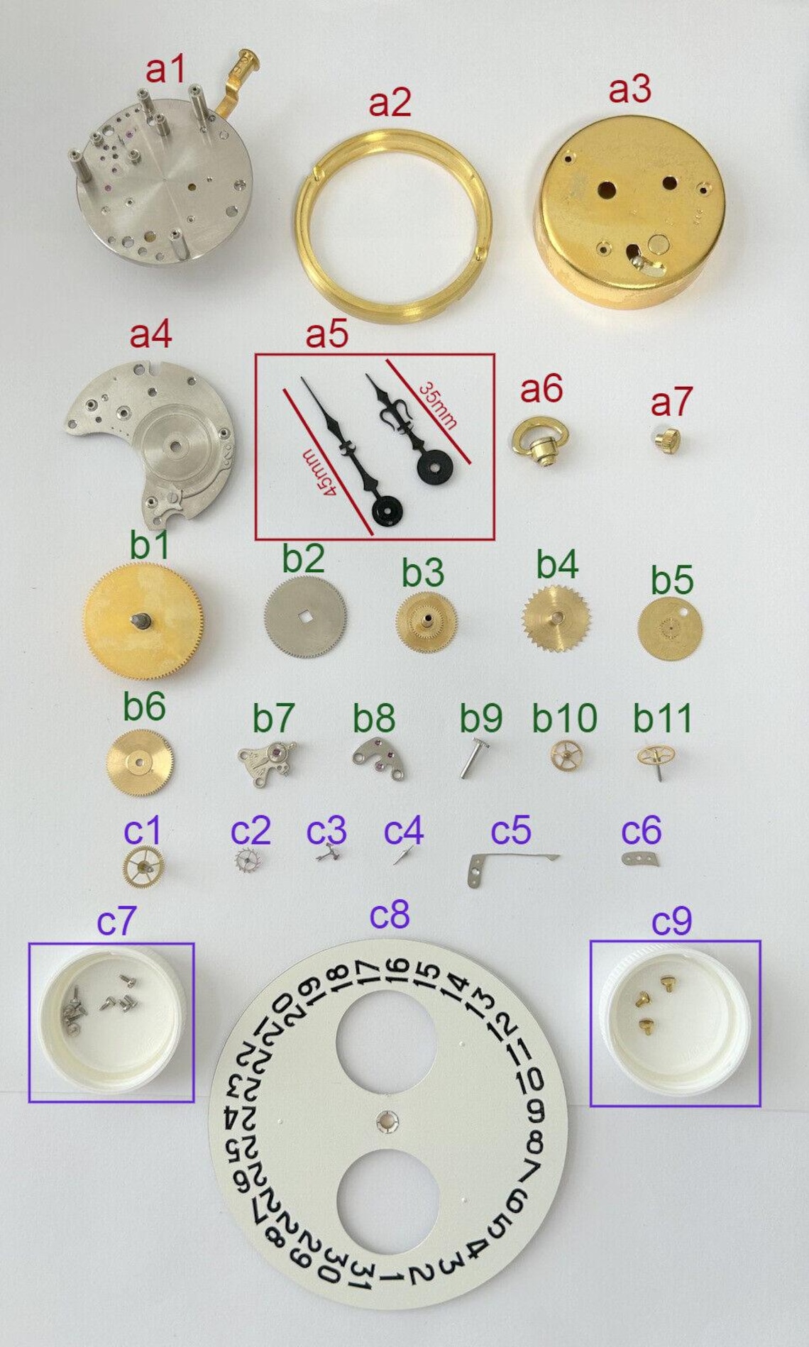 Jaeger Lecoultre Cal 228 Clock Movement for Parts Balance Fork Key Knob ...