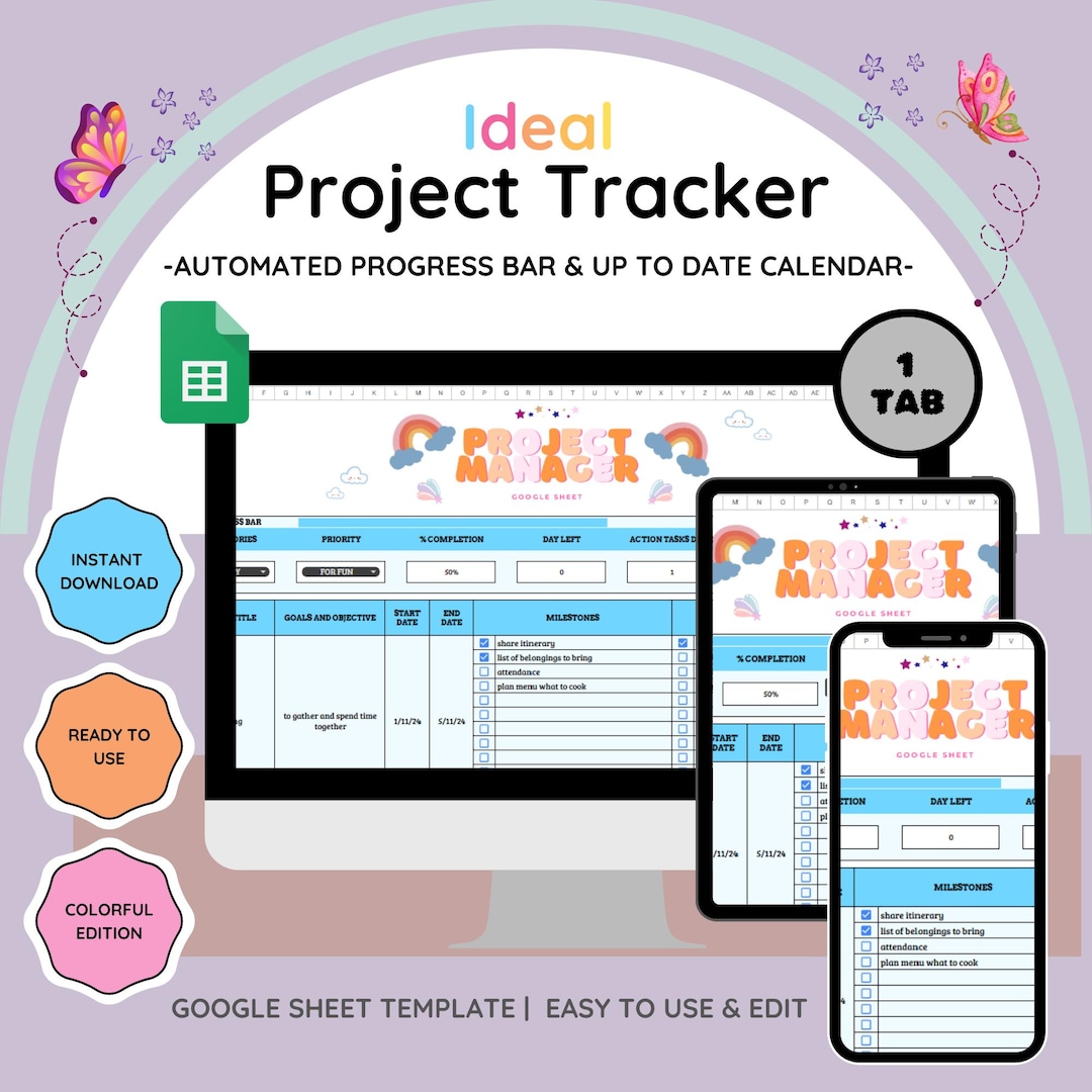 ADHD Project Tracker Spreadsheet Google Sheets Template, Teams Task ...