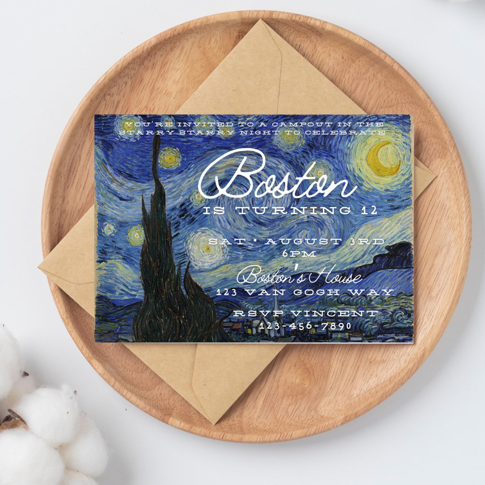 Starry Night Birthday Invitation: Van Gogh Slumber Party (canva ...