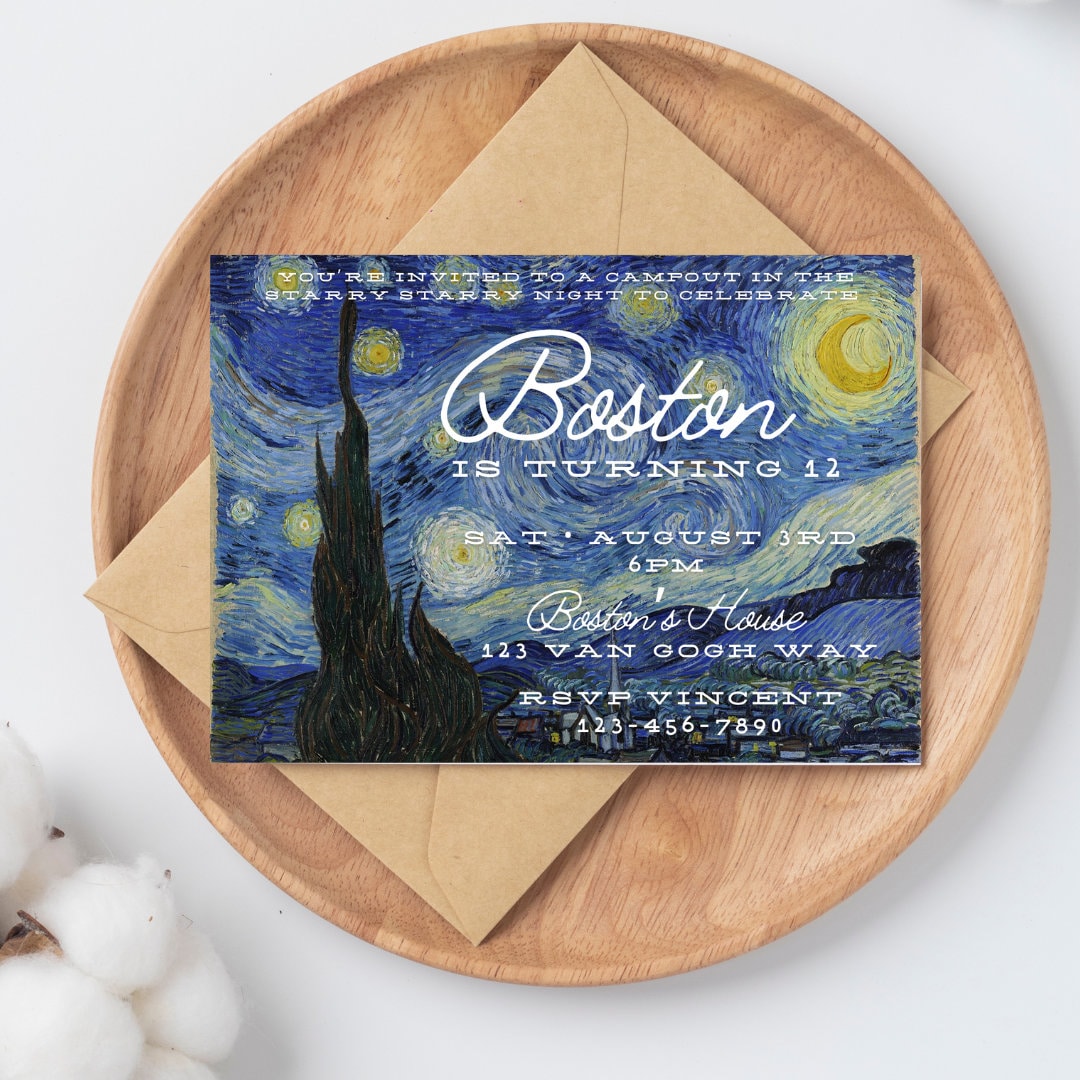 Starry Night Birthday Invitation: Van Gogh Slumber Party (canva ...