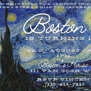 Starry Night Birthday Invitation: Van Gogh Slumber Party (canva ...