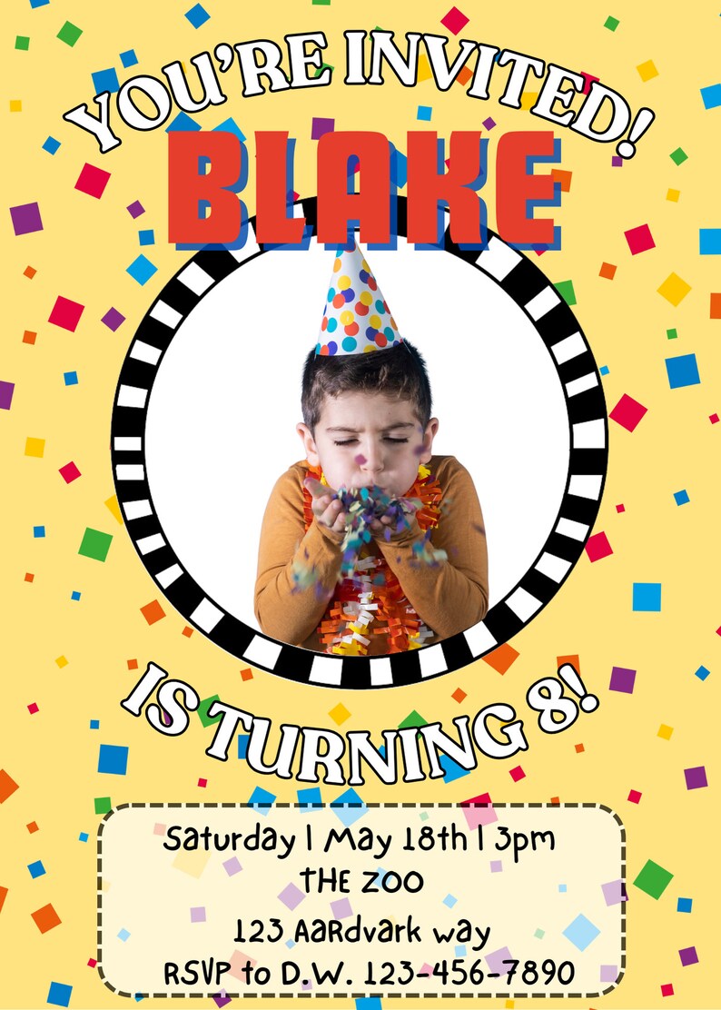 Arthur Birthday Invitation Template: Editable Photo Invite (digital ...