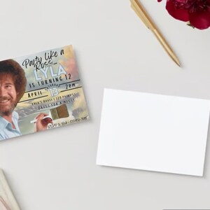 Bob Ross Paint Party Invitation: Editable Birthday Theme (digital ...