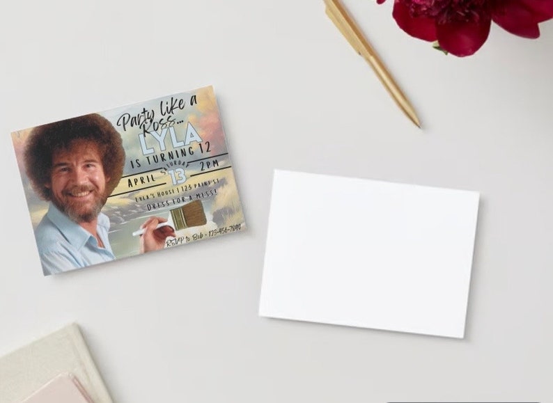 Bob Ross Paint Party Invitation: Editable Birthday Theme (digital ...