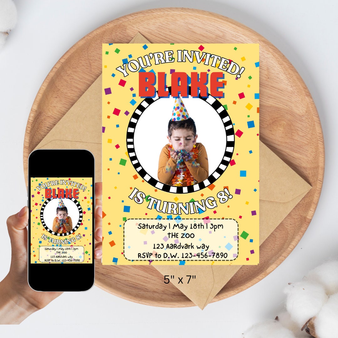 Arthur Birthday Invitation Template: Editable Photo Invite (digital ...