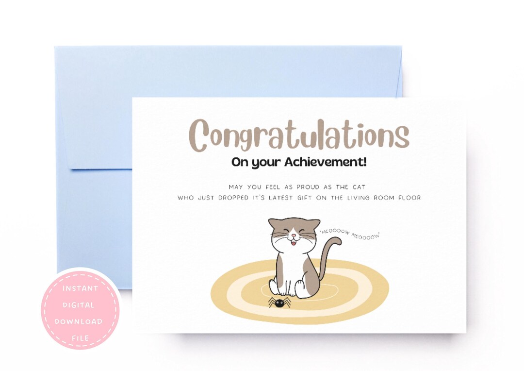 Congratulations on Your Achievement Funny Cat Card | Funny Achievement ...