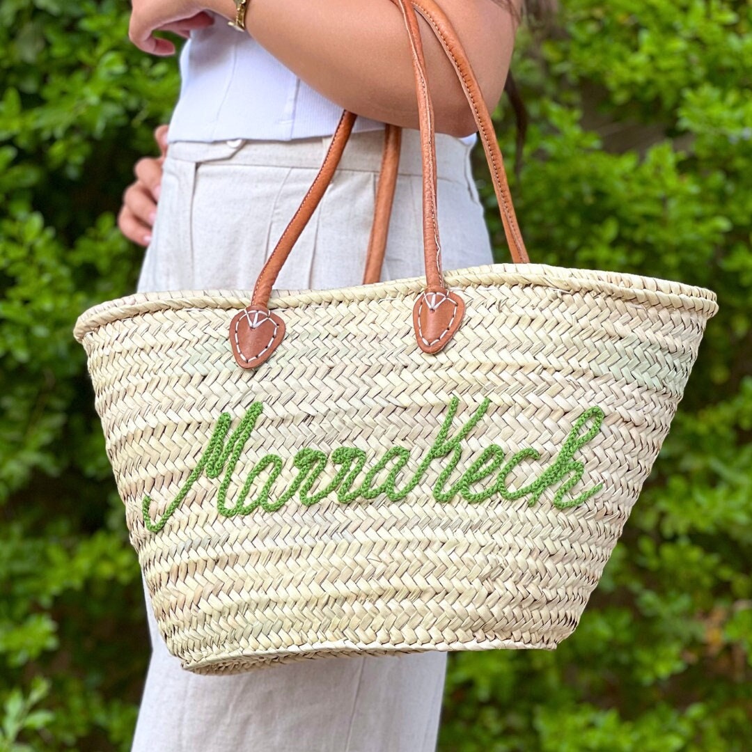 Handmade Moroccan Marrakech Straw Bag Embroidered Market Tote With ...