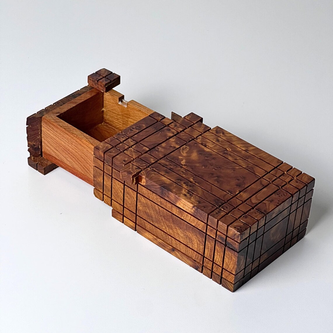 Handmade Thuya Wood Puzzle Box With Secret Sliding Drawer Luxury ...