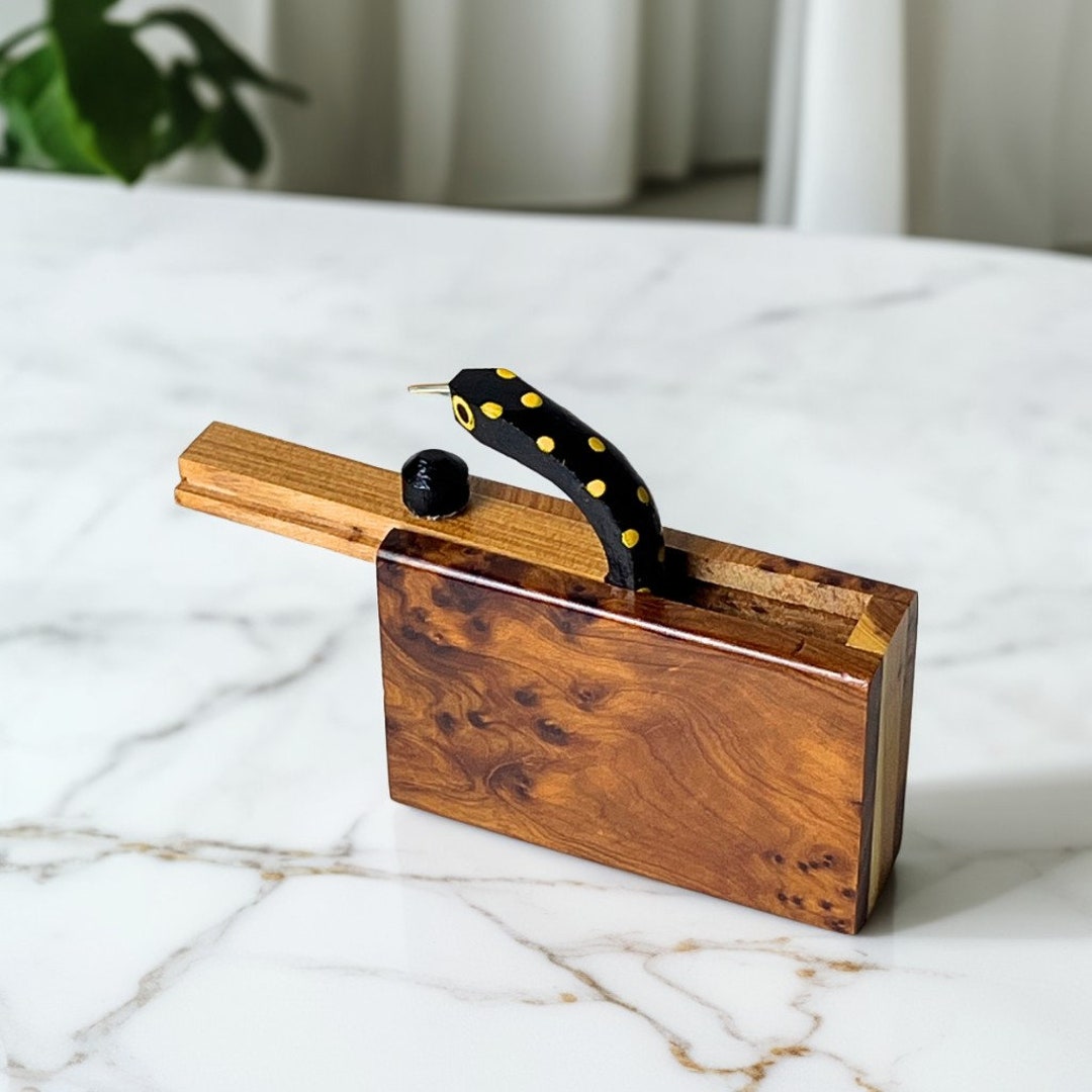 Handmade Thuya Wood Snake Surprise Game Fun Sliding Puzzle Box for Kids ...