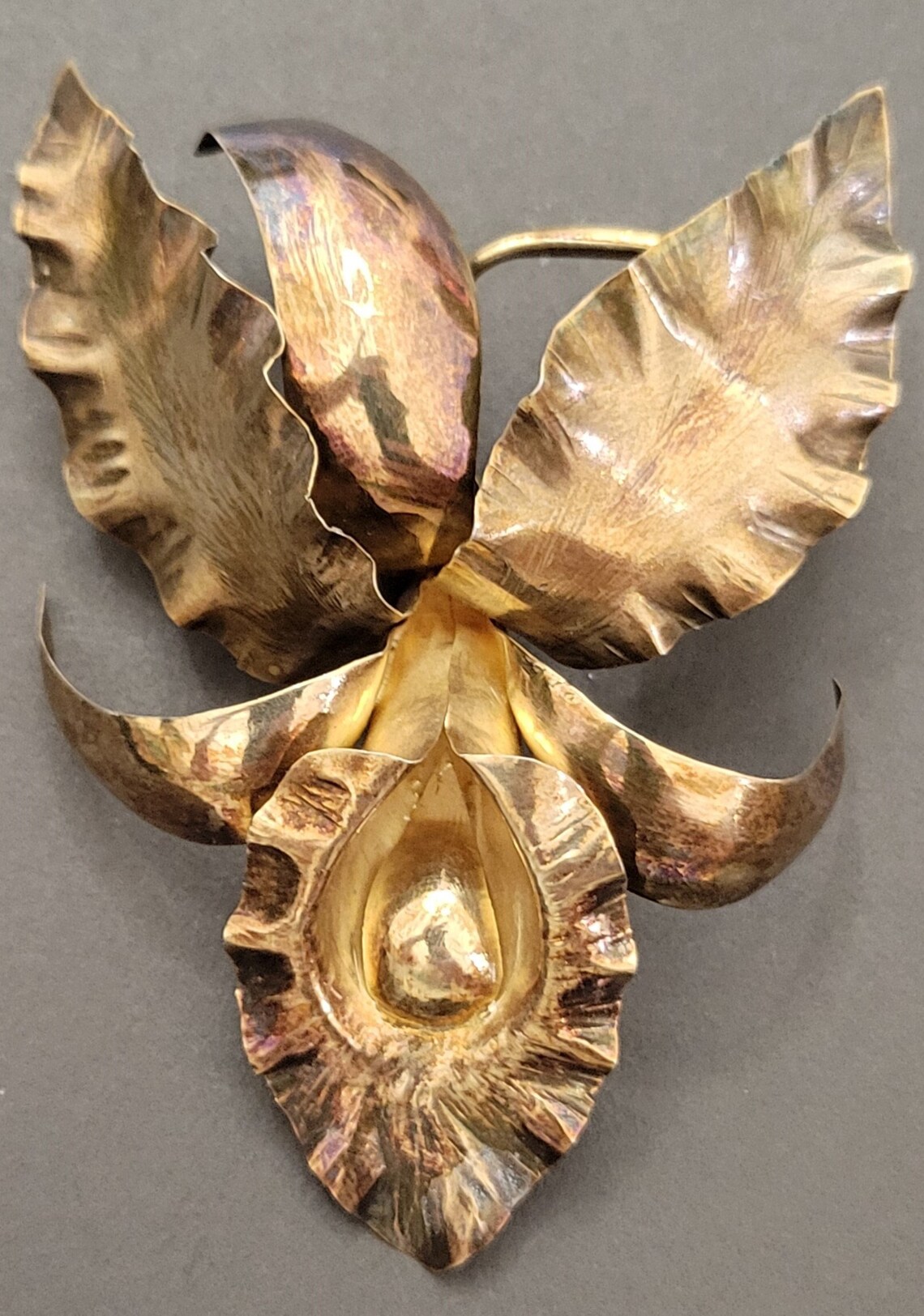 Vintage 3D Gold Tone Orchid Brooch/pin - Etsy