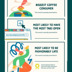 Office Party Activity Funny Staff Superlatives Employee Certificates ...