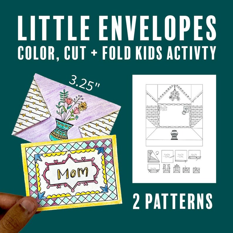 Printable Mini Envelope Template PDF Download Little Party Favor Envelope Pattern Kids Craft ...