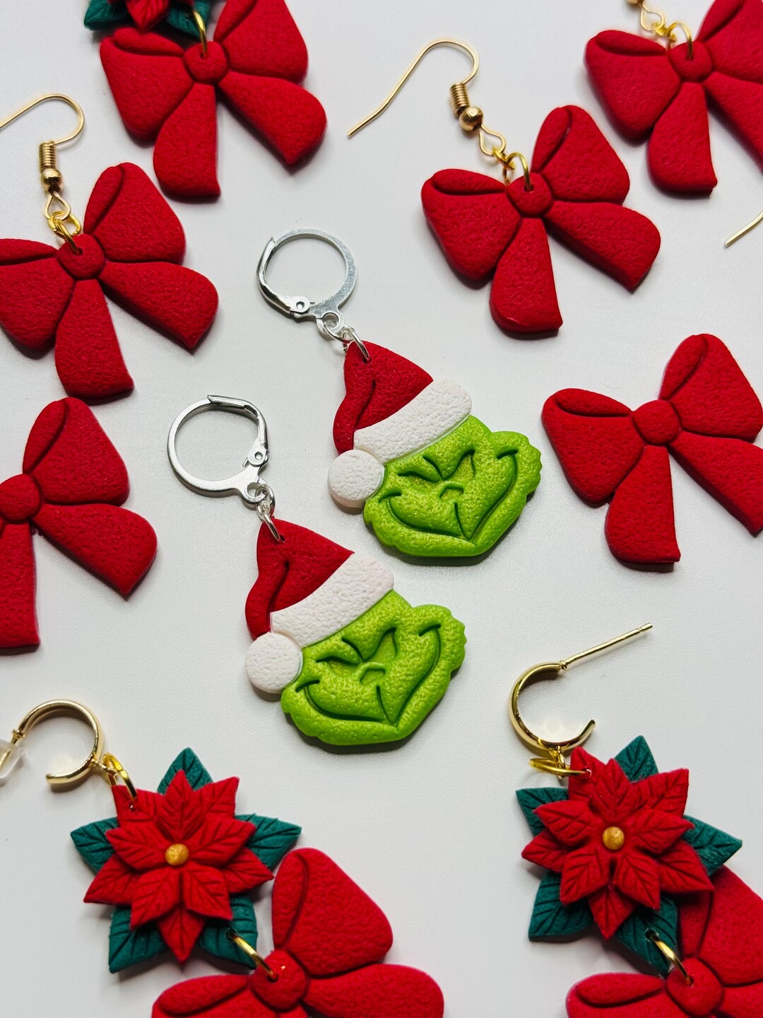 Grinch | Polymer Clay Earrings | Flower Earrings | Gift | Handmade ...
