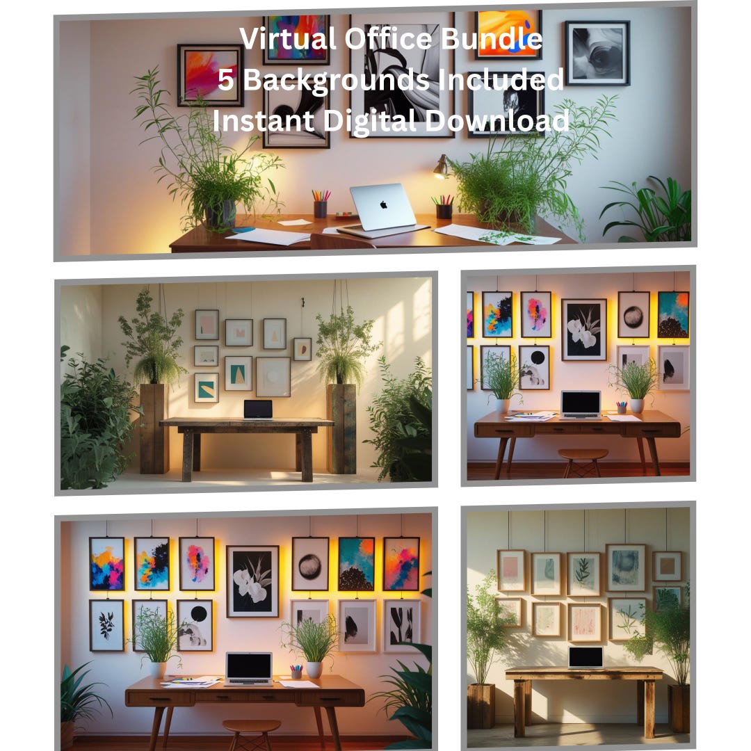 Virtual Office Zoom Background Bundle – 5 Realistic Home Office Scenes ...