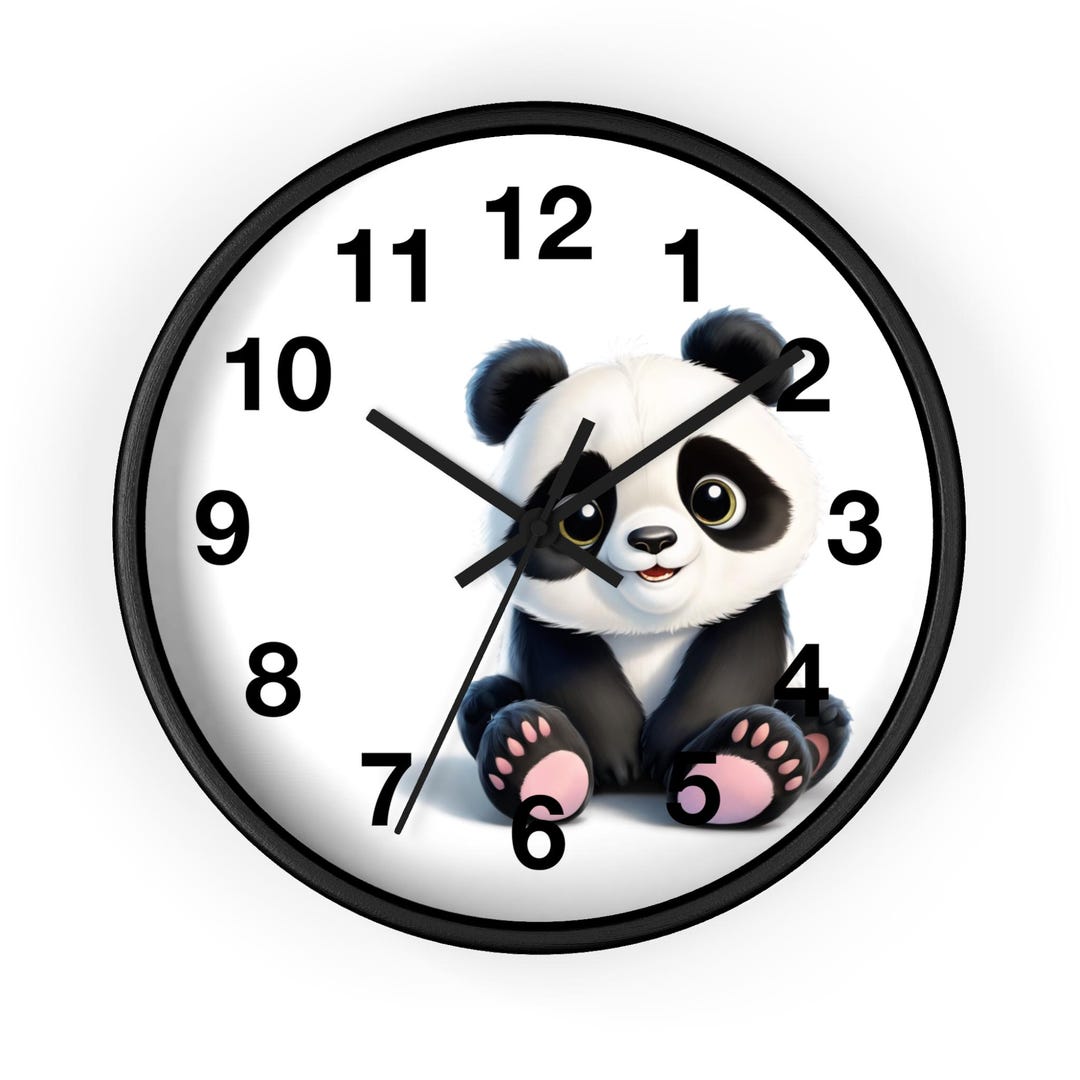 Panda Wall Clock, Cute Kids Nursery Decor, Adorable Animal Gift for ...