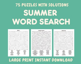50 Jumbo Summer Word Search Puzzles With Solutions - Etsy