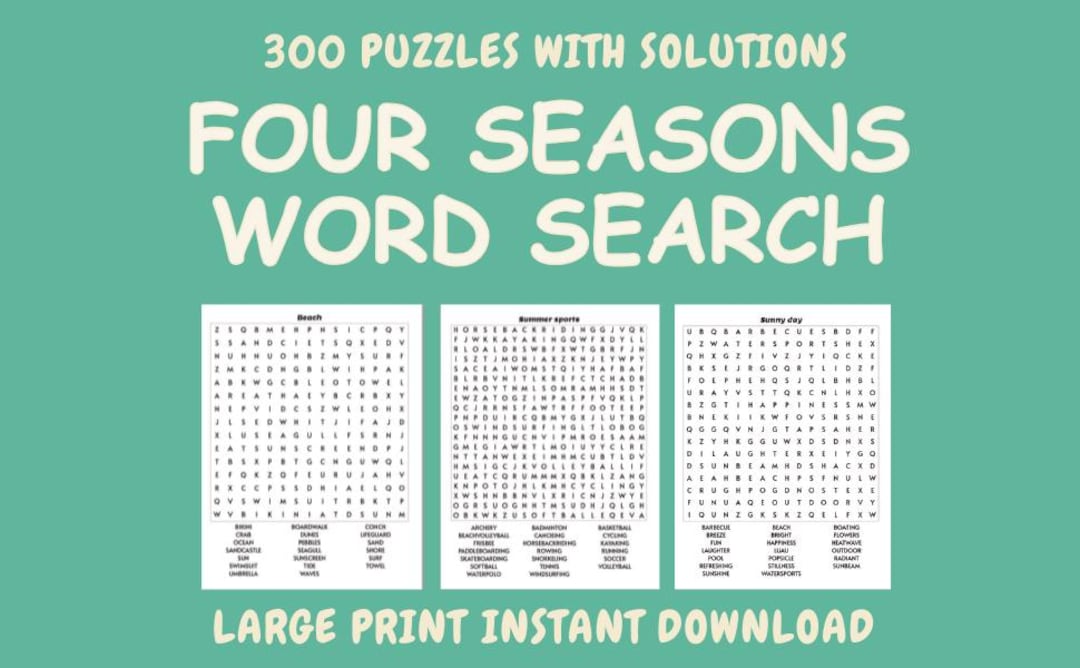 300 Four Seasons Word Search Puzzles With Solutions summer, Autumn ...