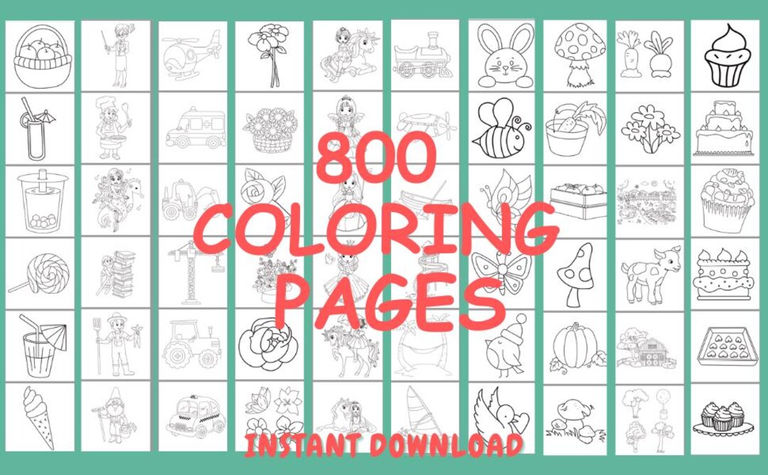 800 Bold and Easy Coloring Pages, Mega Pack, Printable PDF - Etsy